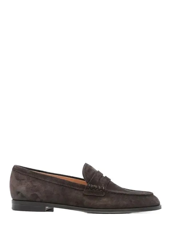 GIANVITO ROSSI Georgie Penny-strap Suede Loafers - Brown