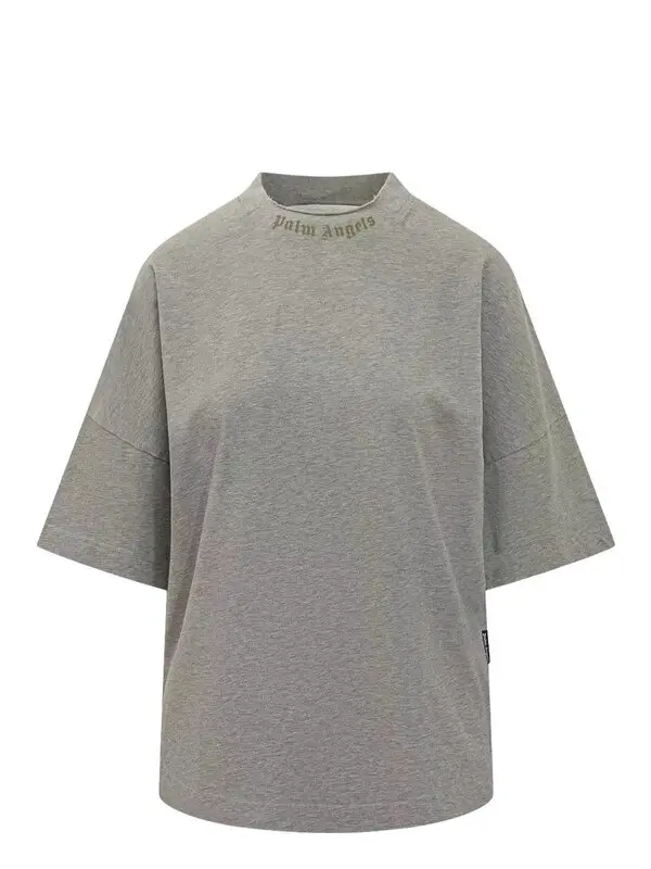 Palm Angels Short-sleeved T-shirt With Collar Detail - Grey