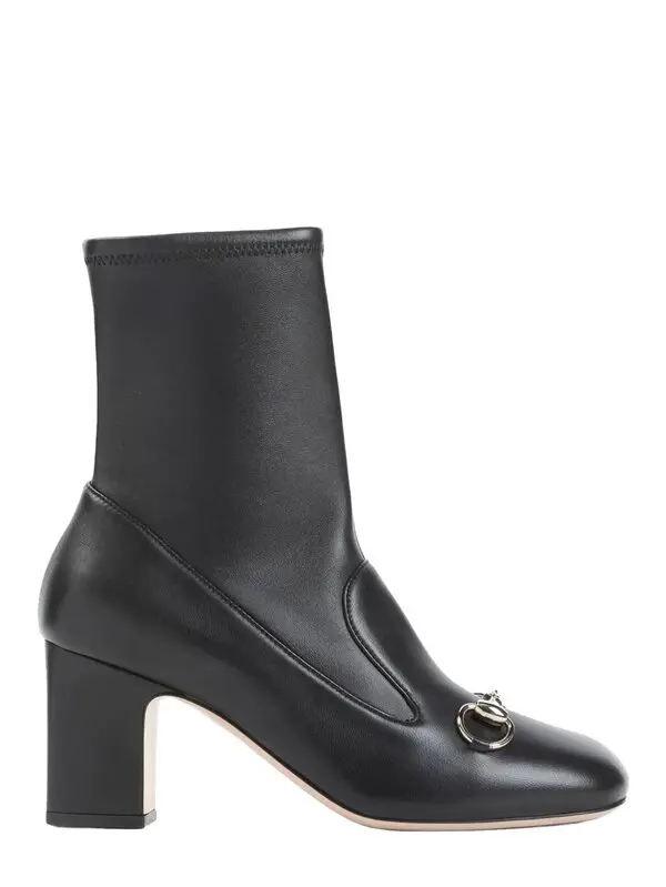 Gucci 75mm Leather Boots With Horsebit Detail - Black