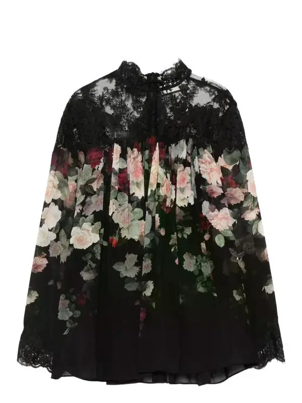Zimmermann Lace-trimmed Floral Blouse - Black