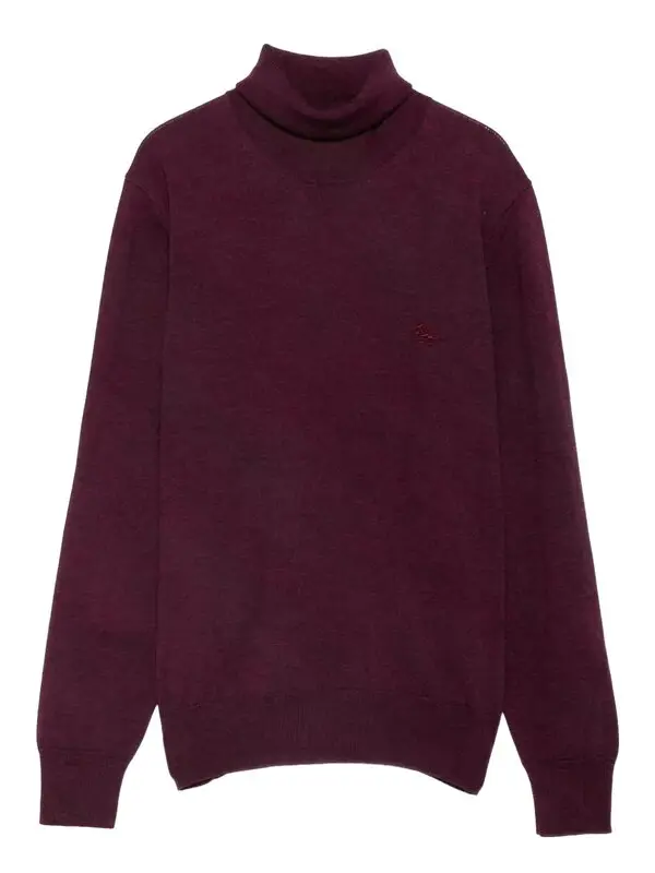 Etro Embroidered-logo Turtleneck Sweater - Purple