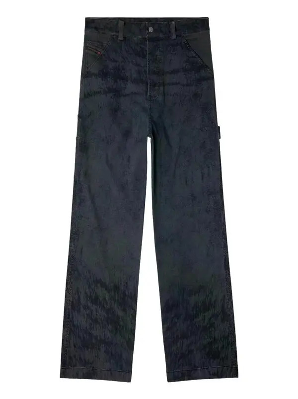 Diesel Paint-splatter Utility-pocket Trousers - Black