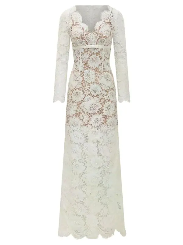 SELF-PORTRAIT Floral-lace Gown - White
