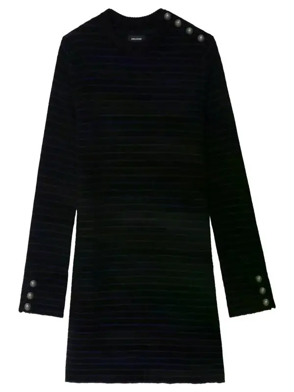 Zadig&Voltaire Striped Button-detailed Mini Dress - Black
