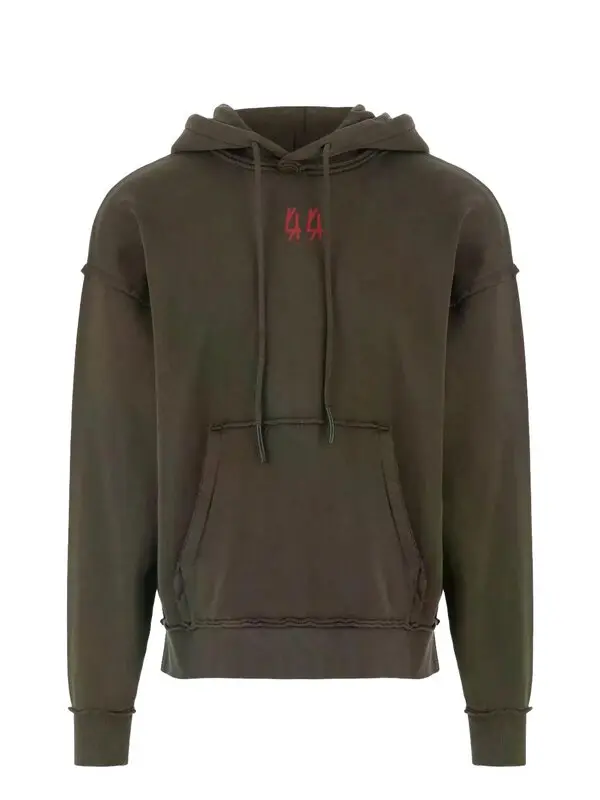 44 LABEL GROUP Logo-print Frayed-edge Hoodie - Green