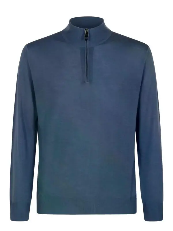 Canali High-neck Half-zip Sweater - Blue