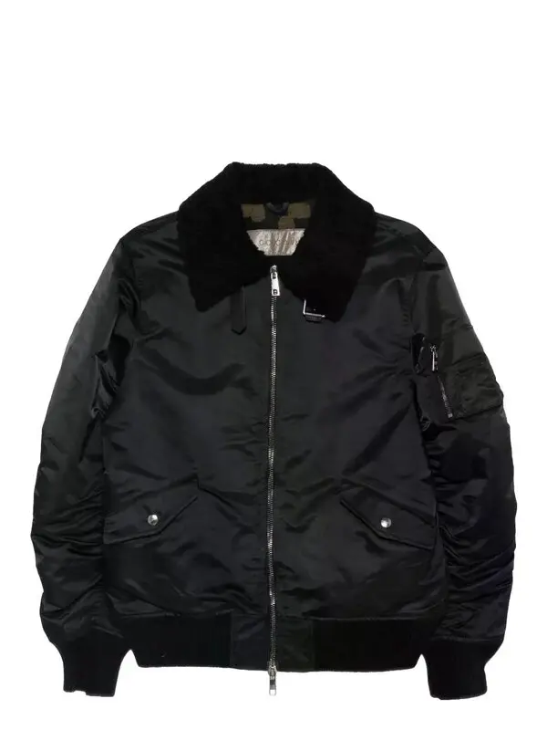 GIORGIO BRATO Shearling-collar Bomber Jacket - Black