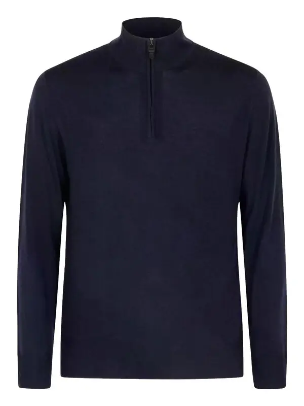 Canali High-neck Zip-up Sweater - Blue