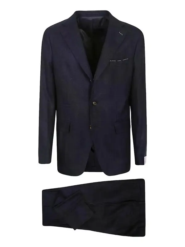 Eleventy Single-breasted Textured Suit - Blue