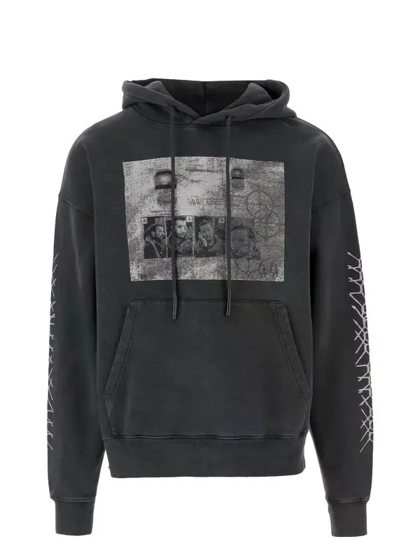 44 LABEL GROUP Print-detail Drawstring Hoodie - Grey