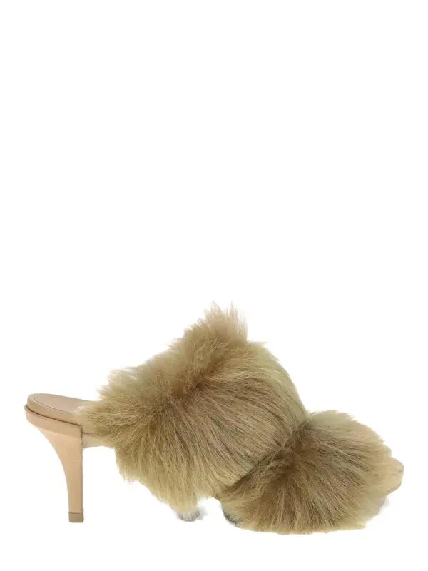 PEDRO GARCIA 65mm Fur-trimmed Heeled Sandals - Neutrals