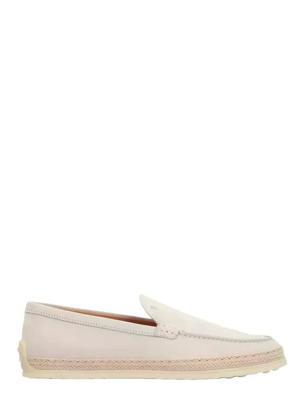 TOD'S Leather Loafers With Rope-trimmed Sole - Neutrals
