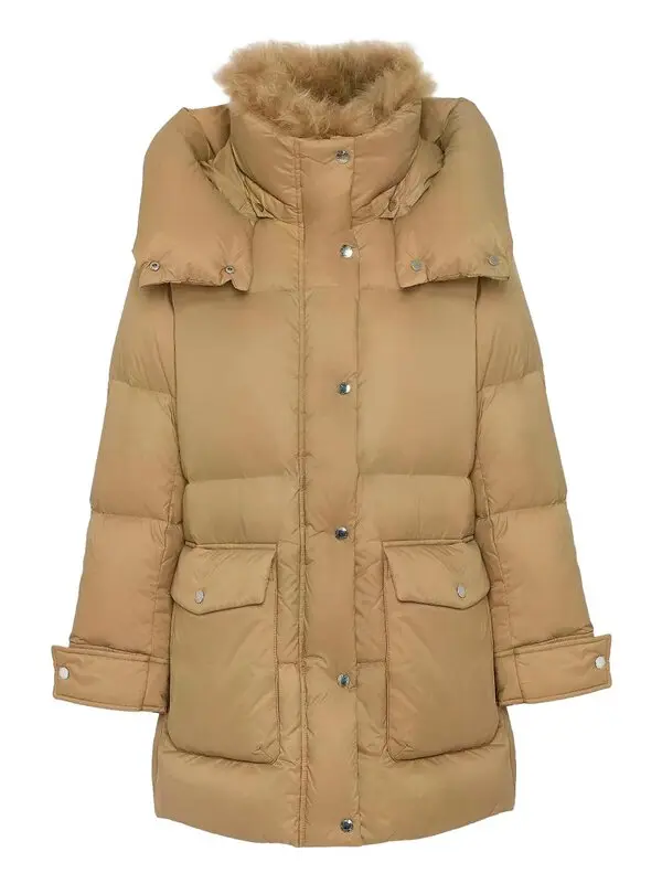 YVES SALOMON Hooded Down Coat - Brown