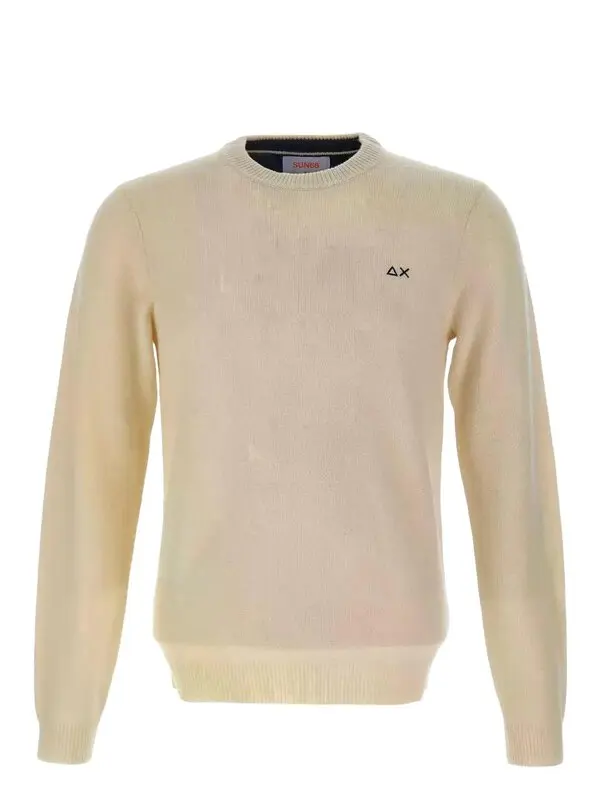 SUN 68 Embroidered Logo Crew-neck Sweater - Neutrals