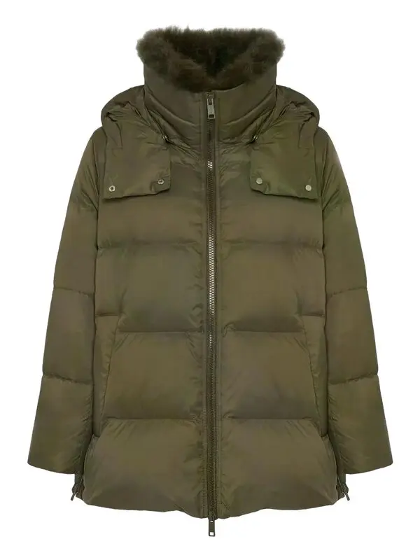 YVES SALOMON Lambswool-collar Down Jacket - Green
