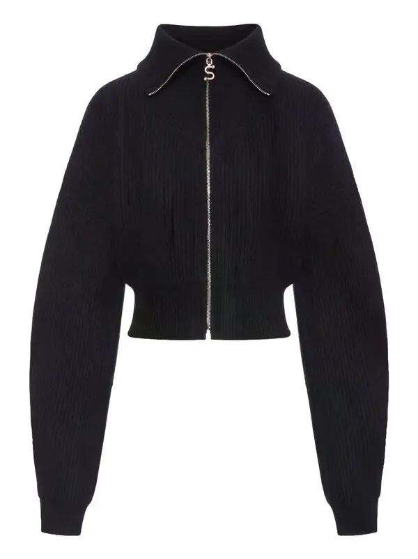 Sportmax Ribbed Zip-up Cardigan - Black