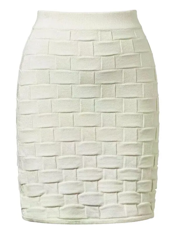 Tove Ash Knitted Brick-pattern Mini Skirt - White