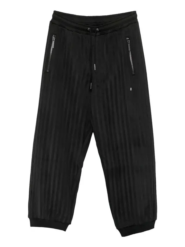 MADFRENZY Striped Zip-pocket Track Pants - Black