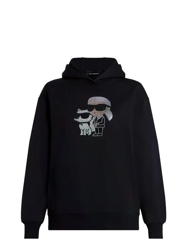 Karl Lagerfeld Rhinestone-embellished Ikonik Karl Hoodie - Black