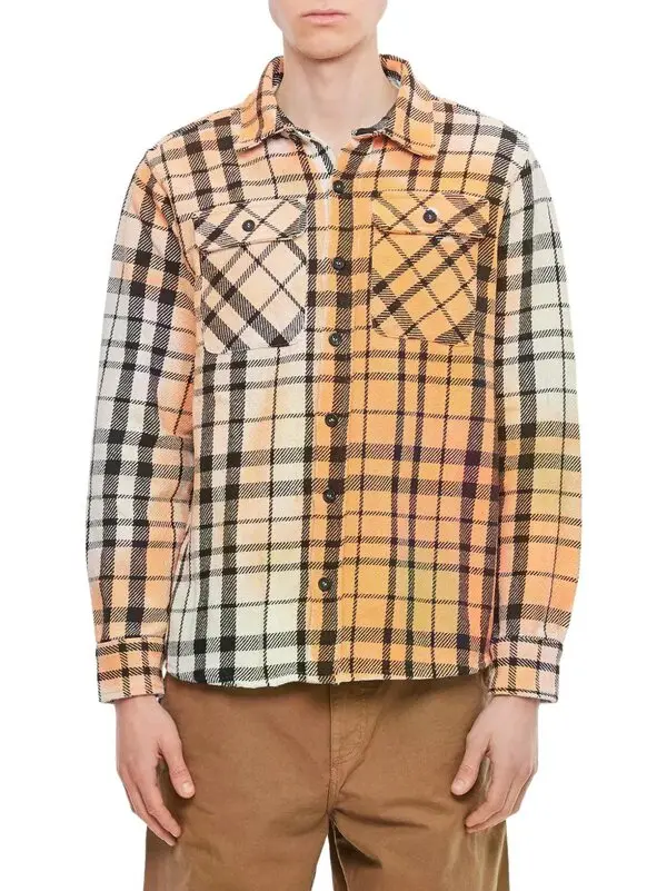 BACKSIDECLUB Checked-pattern Shirt - Orange