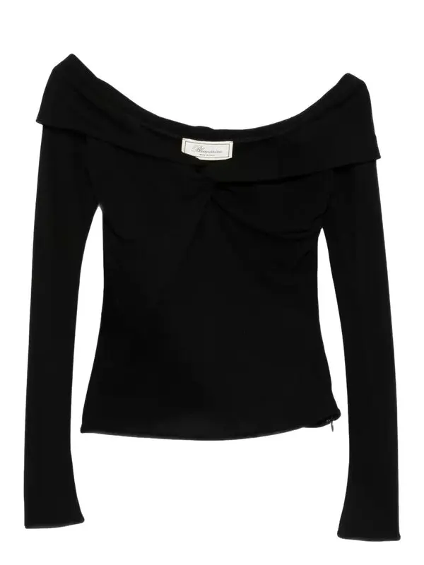 Blumarine Off-shoulder Twist-front Top - Black