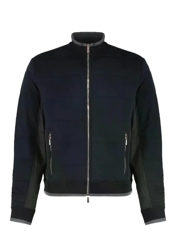 MOORER Quilted Panelled Bomber Jacket - Black