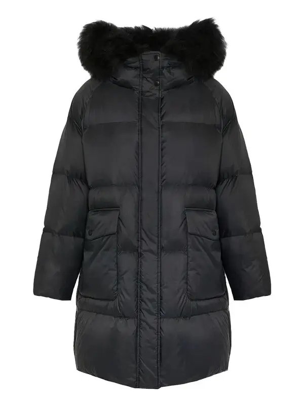 YVES SALOMON Lamb Shearling-trimmed Hooded Down Jacket - Black