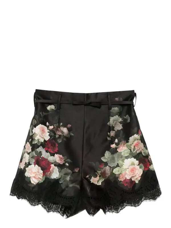 Zimmermann Hypnotic Floral-print Shorts - Black