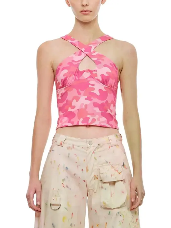 Collina Strada Cross-strap Cutout Top - Pink