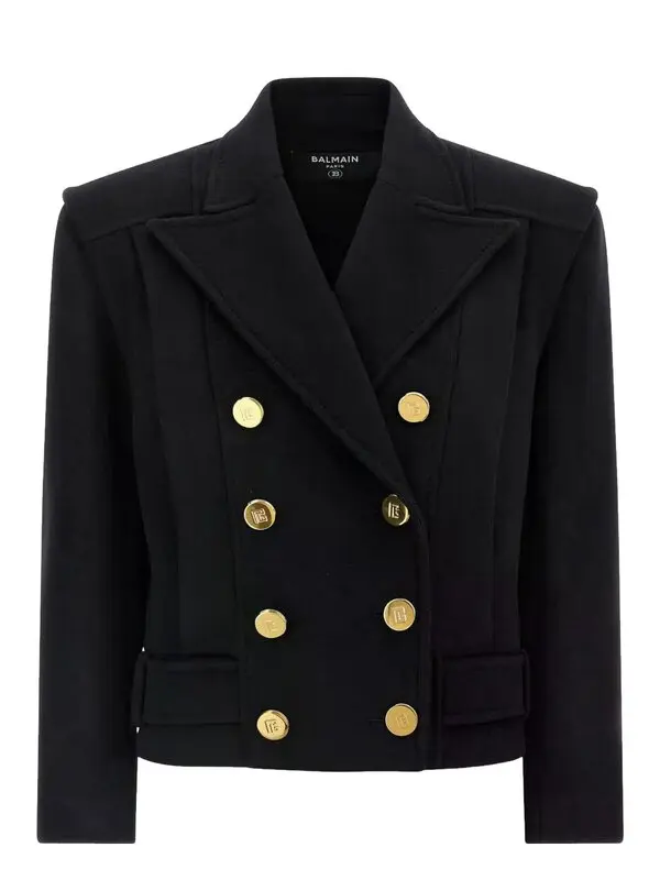 Balmain Peak-lapel Belted Coat - Black