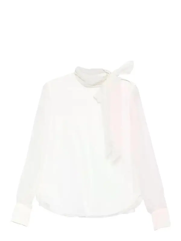 Brunello Cucinelli Bow-detail Long-sleeve Blouse - White