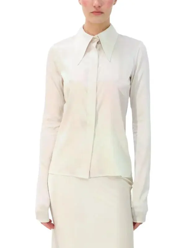 MANURI Tina Point-collar Silk-blend Shirt - White