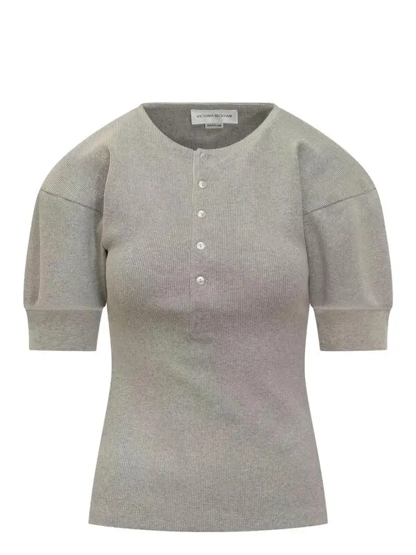 Victoria Beckham Puffed-sleeve Top - Grey