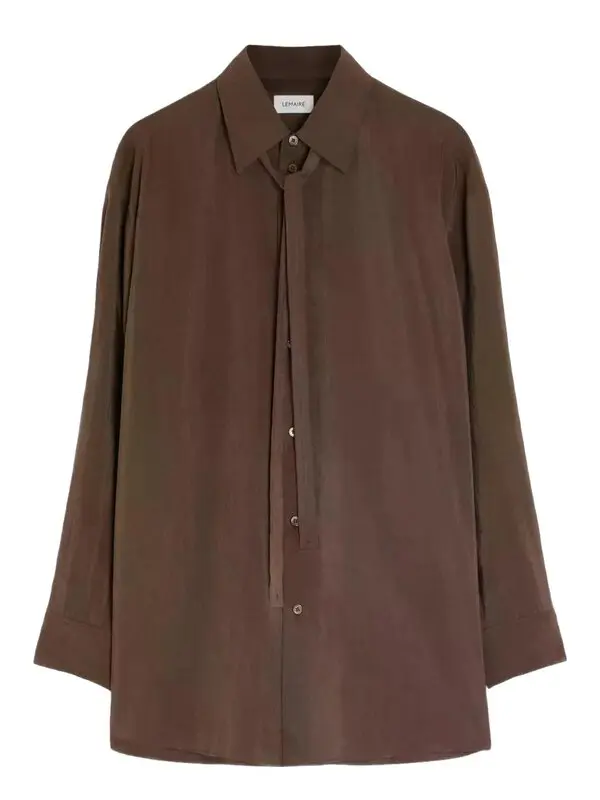 LEMAIRE Tied-neck Silk Blend Shirt - Br402 Brunette