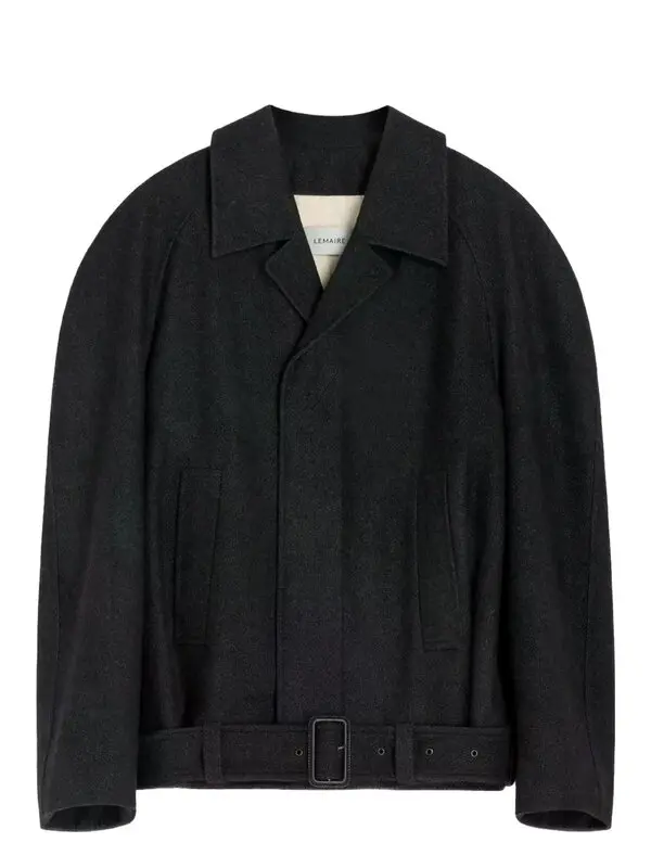 LEMAIRE Raglan-sleeve Belted Jacket - Black