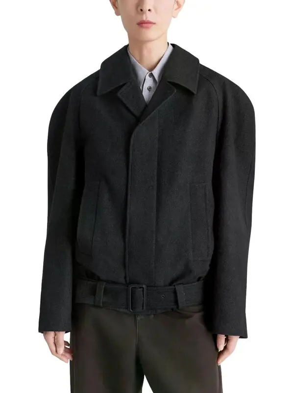 LEMAIRE Raglan-sleeve Belted Jacket - Black