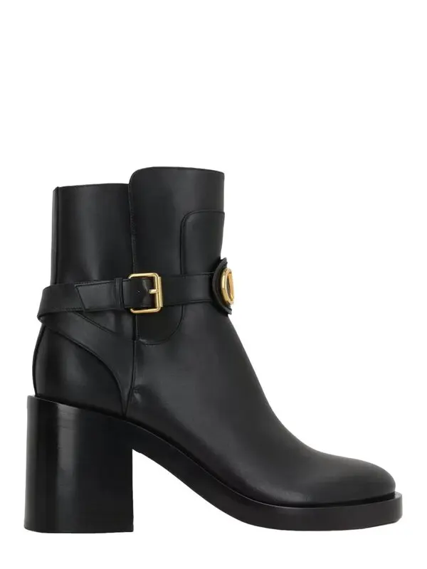 Valentino Garavani 70mm Buckle-strap Logo Boots - Black