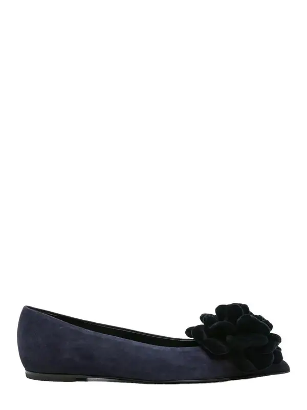 Agl Flower-embellished Suede Flat Pumps - Blue