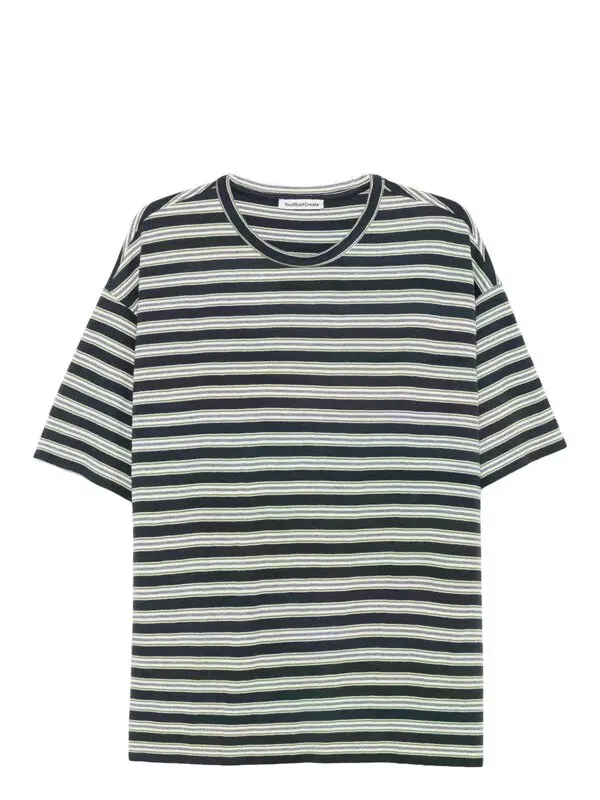 You Must Create Striped Cotton T-shirt - Green