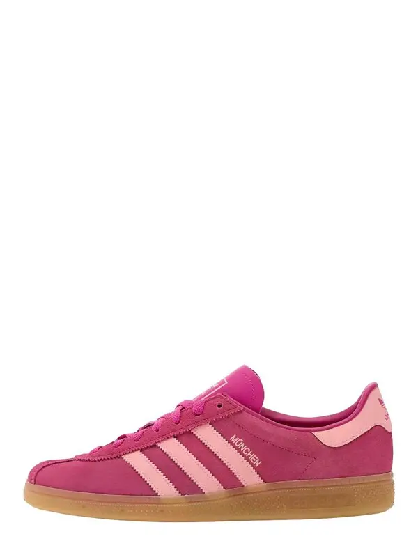 Adidas München Three-stripe Suede Trainers - Pink