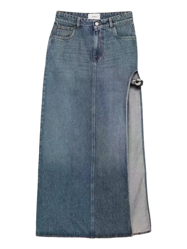Coperni Garder Belt-detail Side-slit Denim Skirt - Blue