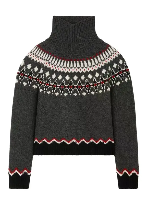 Alanui Fair Isle Turtleneck Sweater - Grey