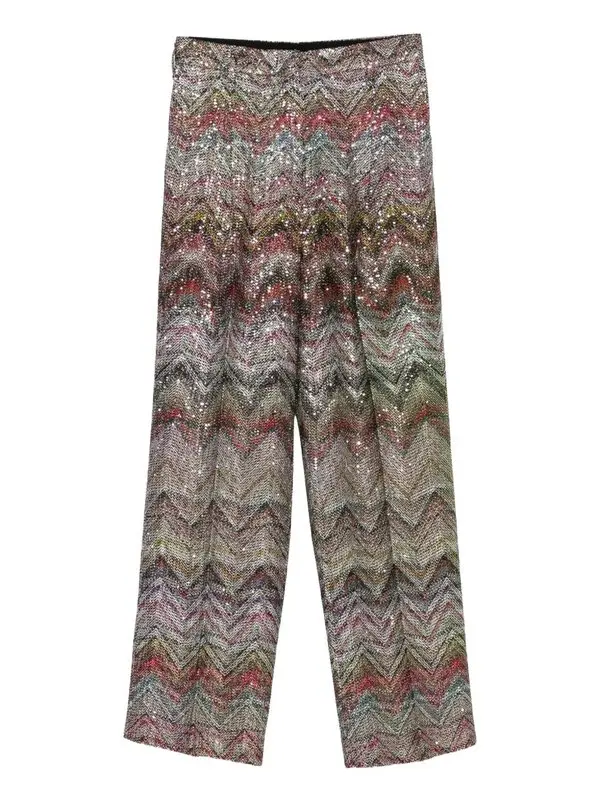 Missoni Sequined Chevron Straight Trousers - Pink