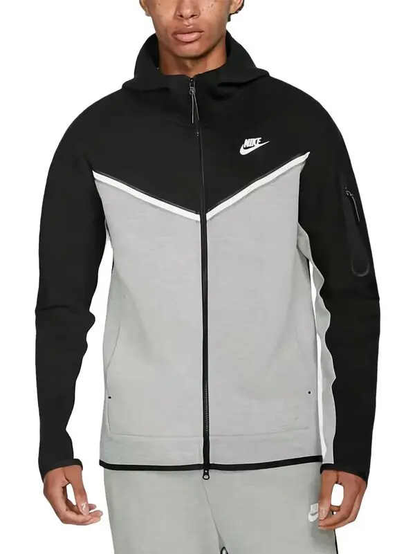 Nike Chevron-panel Tech Fleece Hoodie - Grey