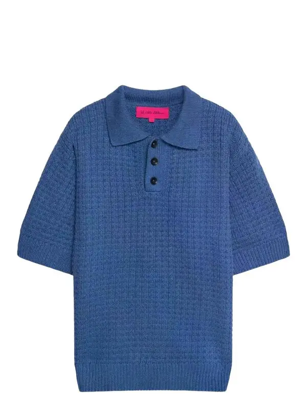 THE ELDER STATESMAN Textured Polo Shirt - Blue