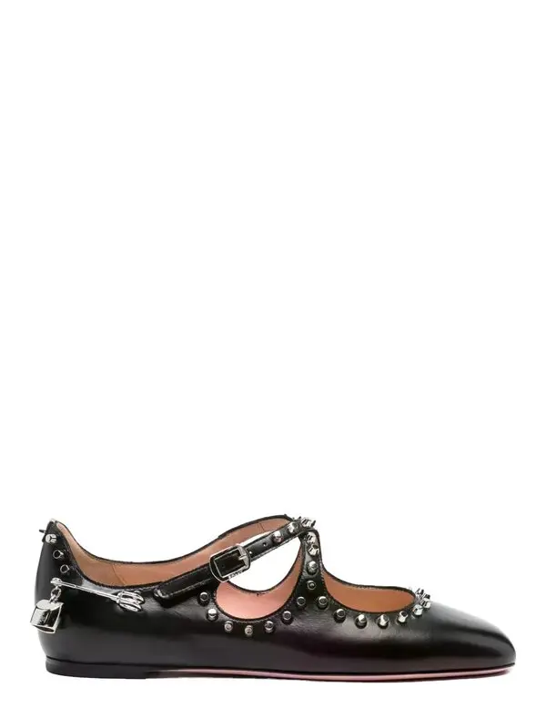 Bally Rina Studded Buckle Flats - Black