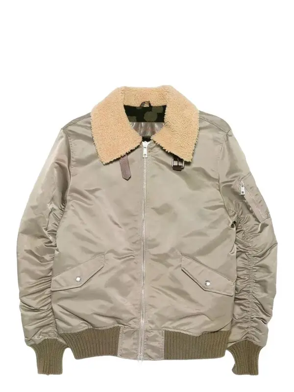 GIORGIO BRATO Shearling-collar Bomber Jacket - Green