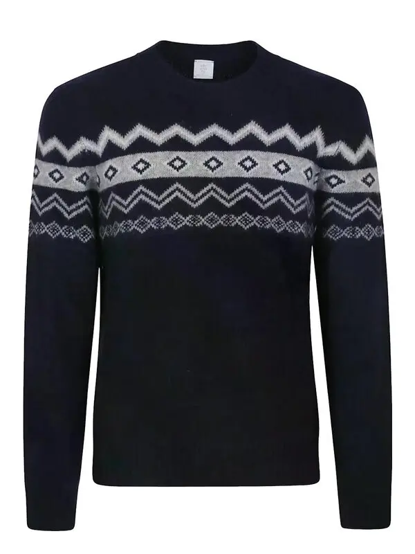 Eleventy Fair Isle Crew-neck Sweater - Blue