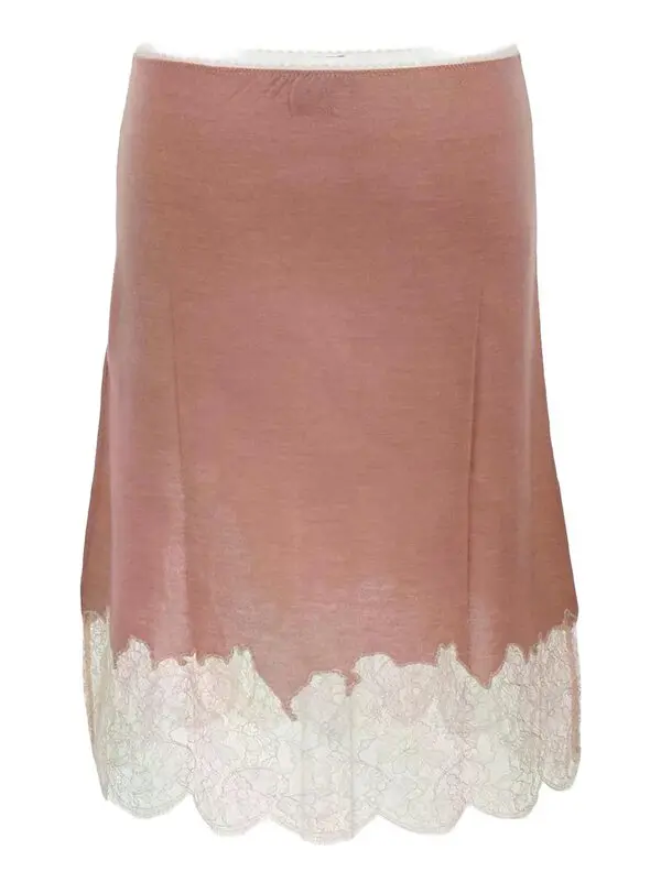 Fendi Lace-trimmed Wool Skirt - Pink