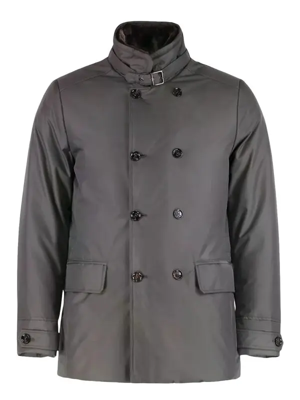 MOORER Double-breasted Flap-pocket Jacket - Grey